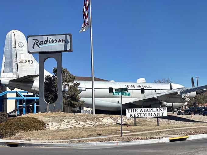 That's a real Boeing KC-97 tanker just casually parked where you'd expect to find a Starbucks.