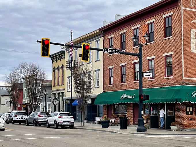 Those brick buildings and vintage storefronts aren't trying to look historic, they actually are, which is refreshingly honest.