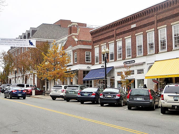 Main Street Hanover captures that perfect New England postcard vibe&mdash;brick buildings, autumn trees, and not a chain store in sight.