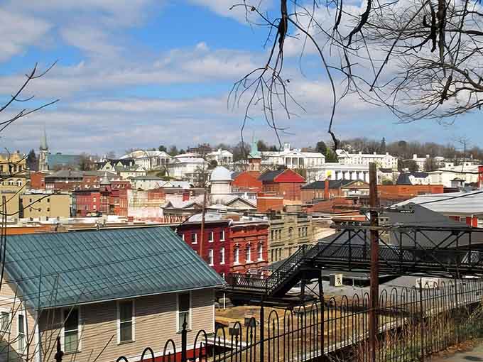 Those rolling hills and church steeples aren't Photoshopped, they're just regular Tuesday afternoon in Staunton, Virginia's most photogenic downtown.