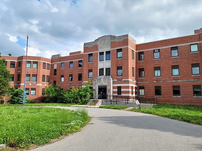 The imposing brick facade of the former State Lunatic Asylum Number 2 still stands as a powerful reminder of psychiatric history.