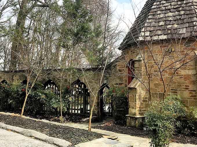 Arched stone passageways lead to garden courtyards where every corner feels like a scene from your favorite storybook.