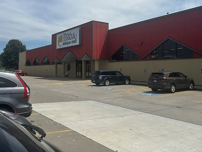 That cheerful brass armadillo mascot knows exactly what treasure hunt you're about to embark on inside.