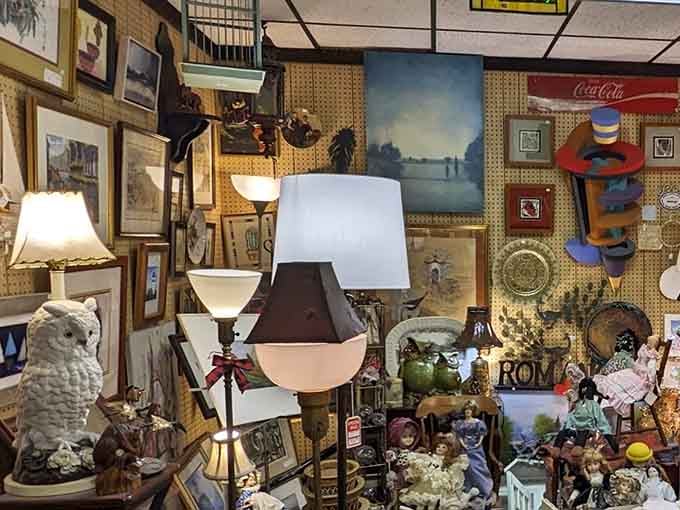 Layer upon glorious layer of vintage finds create a time-traveler's paradise. From ceramic owls to forgotten artwork, this booth is practically begging you to adopt something quirky.
