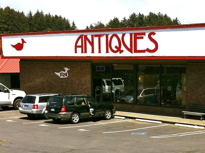 The iconic red-trimmed storefront with its cheerful duck logo promises treasures inside that would make any collector's heart flutter.