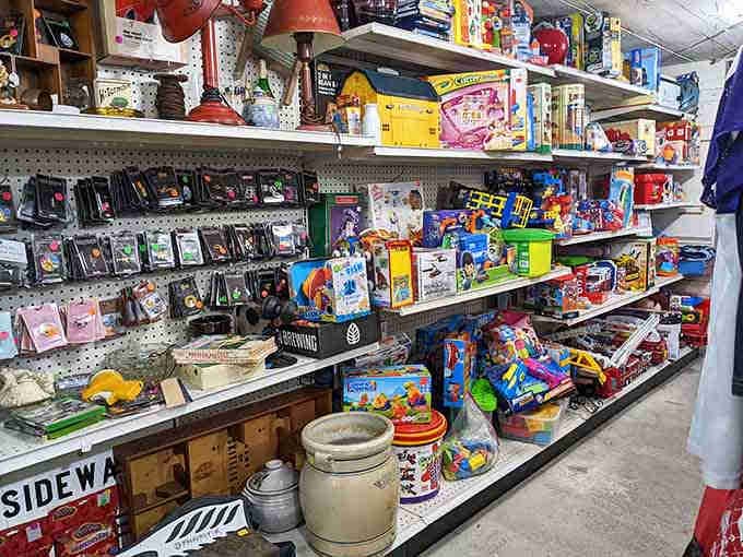 Toys from Saturday morning cartoons you actually woke up early for, stacked like memories waiting to be rediscovered.