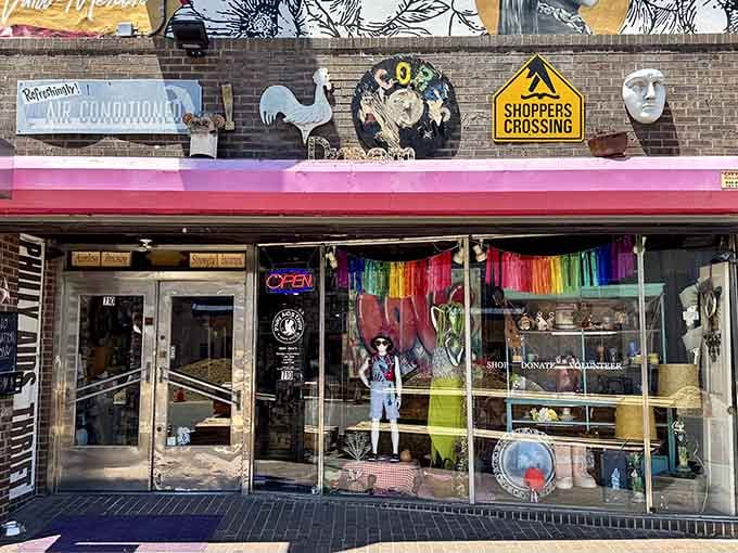 That pink awning isn't just decoration, it's a beacon calling treasure hunters from blocks away to their happy place.