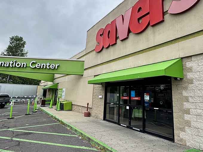 The iconic red Savers sign beckons bargain hunters like a retail lighthouse, promising treasures within those automatic doors.