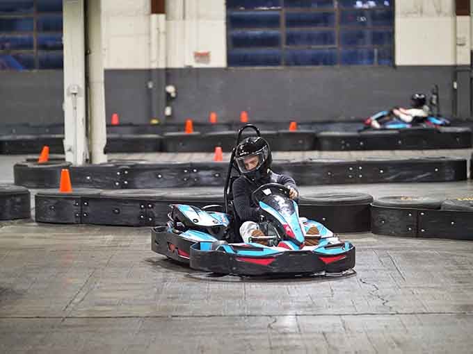 Electric karts lined up like eager racehorses at the gate, ready to unleash your inner speed demon.
