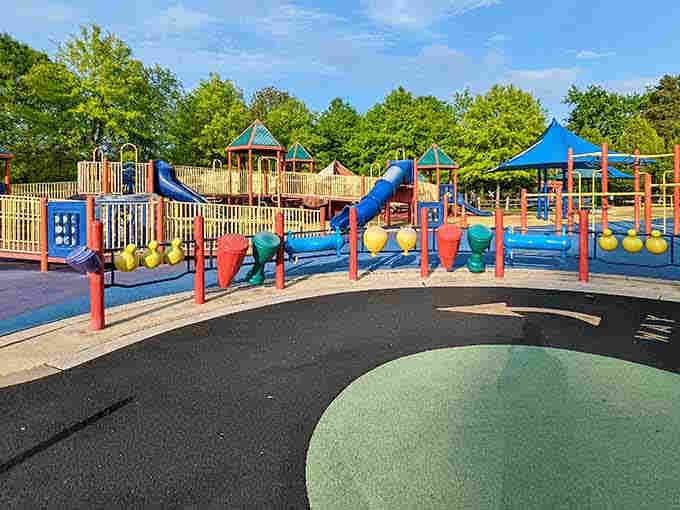 When playground equipment looks this vibrant and inviting, you know someone actually thought about making kids happy.