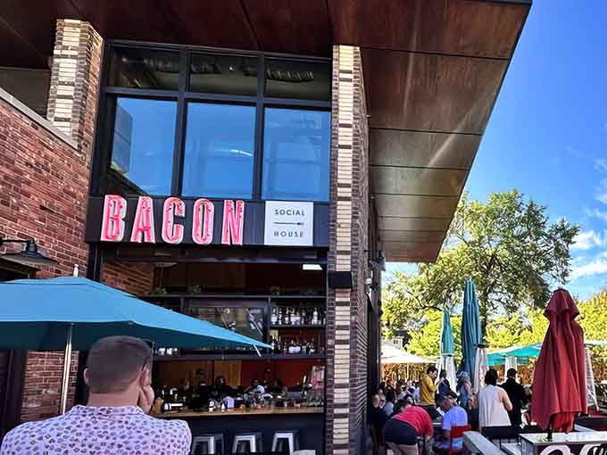 When the patio fills up like this, you know the bacon gospel is spreading one crispy strip at a time.