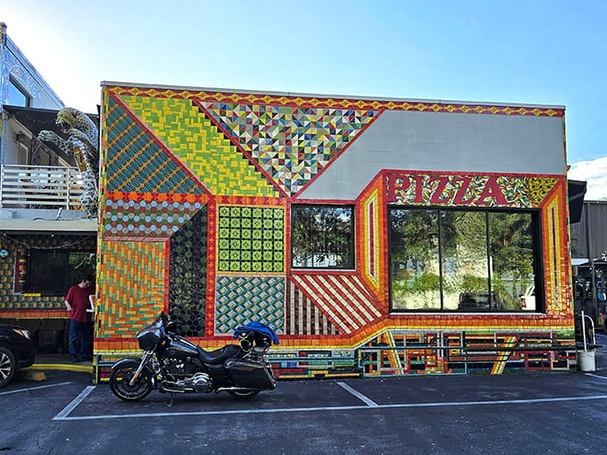 When your pizza place looks like it escaped from a Dr. Seuss book, you know dinner's going to be interesting.