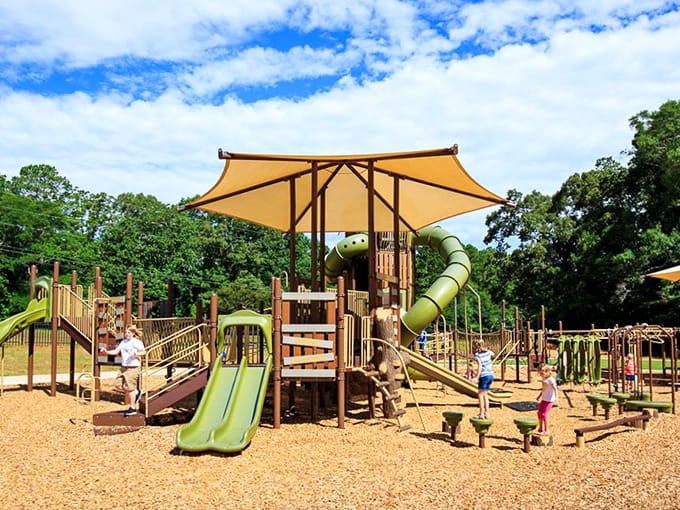 When a playground needs its own shade sails, you know someone was thinking about actual Georgia summers.