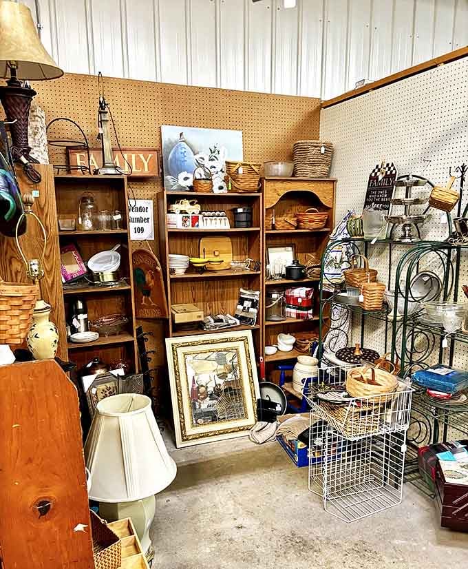 This vendor booth is what Marie Kondo's nightmares are made of&mdash;and treasure hunters' dreams. Every shelf holds potential magic.