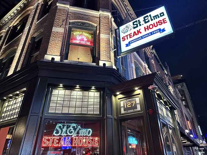 That brick facade has stories to tell, and every single one of them involves perfectly cooked beef and happy diners.