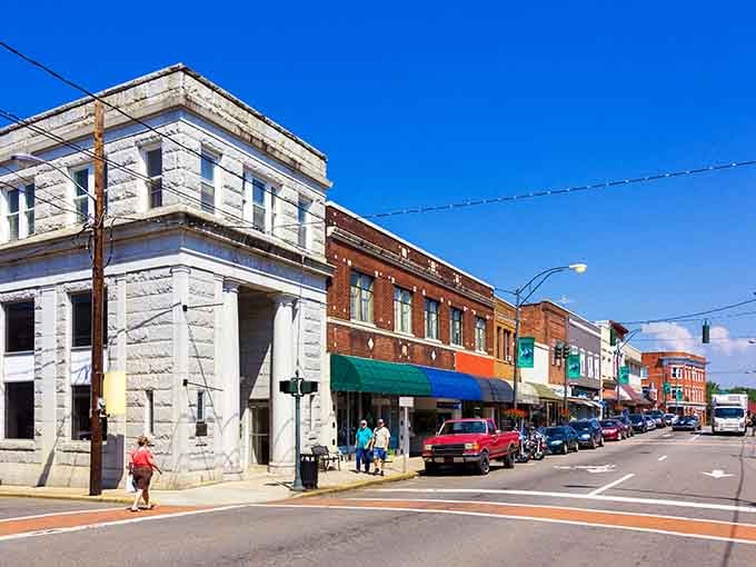 These storefronts have more character in one block than most modern shopping centers have in their entire existence.