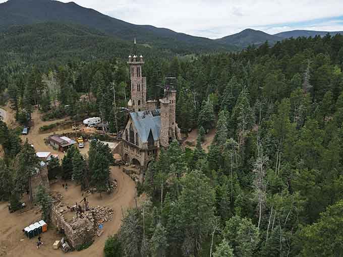 Bishop Castle rises from the pines like Camelot decided Colorado had better views and fewer tourists.