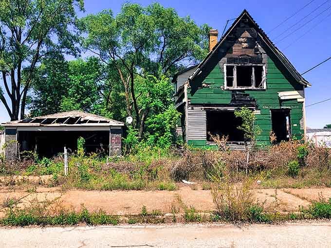 That green house isn't auditioning for a horror movie, it's just embracing Gary's signature aesthetic of picturesque decay.