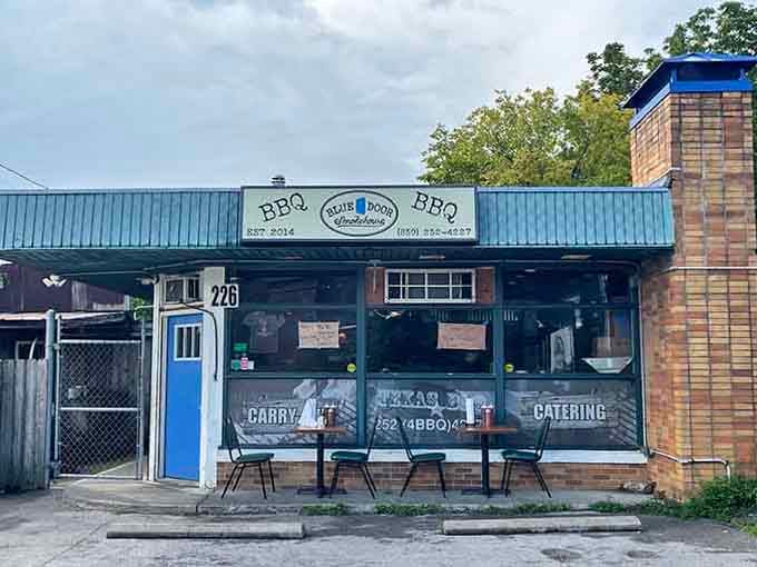That iconic blue door isn't just for show, it's your gateway to barbecue paradise in Lexington.
