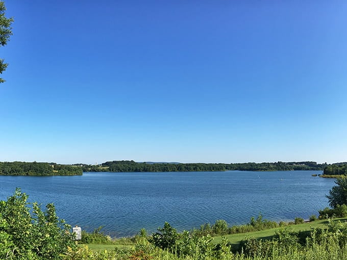 Lake Marburg spreads out like Pennsylvania's best-kept secret, proving paradise doesn't require a plane ticket.