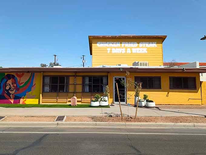 The colorful mural and cheerful exterior promise exactly what's inside: food that makes your heart sing and your stomach very happy.