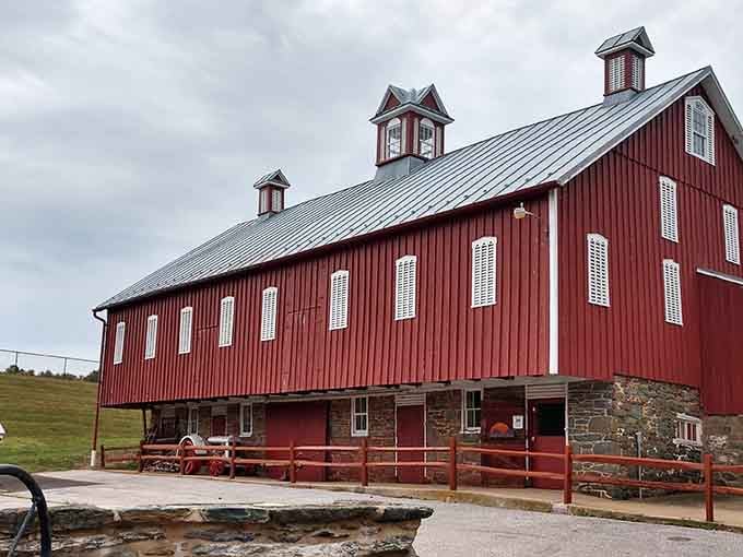 That classic red barn isn't just photogenic, it's a masterpiece of 19th-century agricultural architecture that Instagram wishes it invented first.