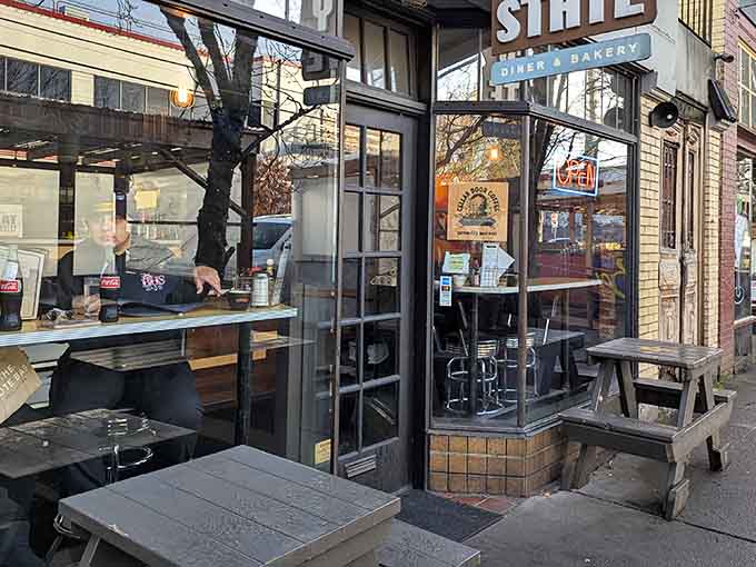 That classic corner diner vibe hits different when you know what's waiting inside for your taste buds.