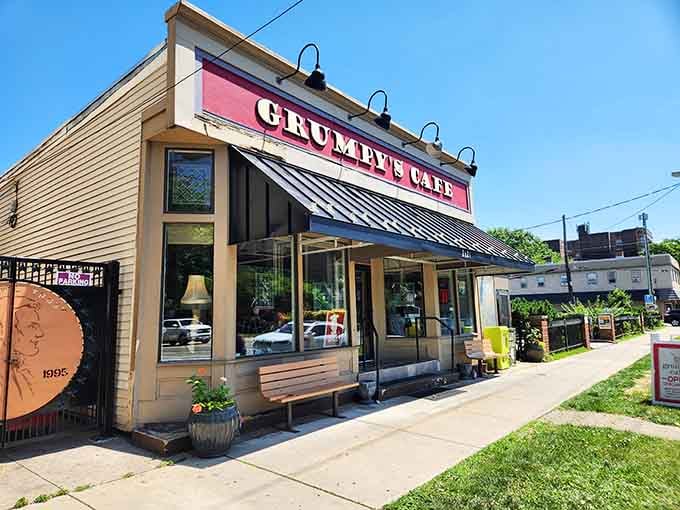 That pink sign isn't just calling your name, it's practically singing a breakfast serenade from the sidewalk.
