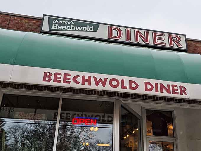 That distinctive turquoise awning signals you've arrived at breakfast paradise in Columbus, Ohio.