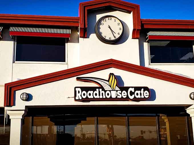 The iconic clock above Roadhouse Cafe isn't just telling time&mdash;it's announcing that any hour is the perfect hour for breakfast in Grand Forks.