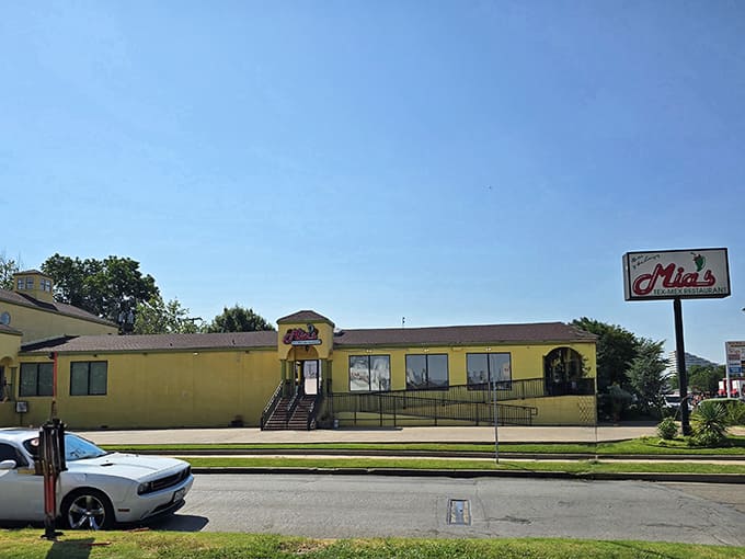 The street view proves this isn't hiding in some strip mall, it's proudly announcing its presence to hungry Dallas drivers.