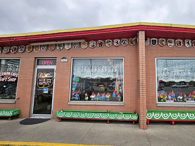 That Bavarian cottage exterior isn't fooling anyone—those window gnomes are planning something, and it involves carbs.