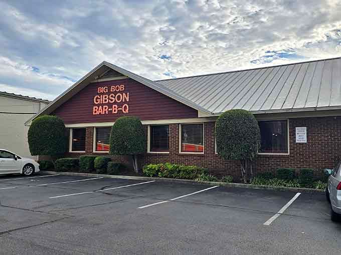 That burgundy and brick exterior isn't fancy, but it's been calling hungry people home for decades.