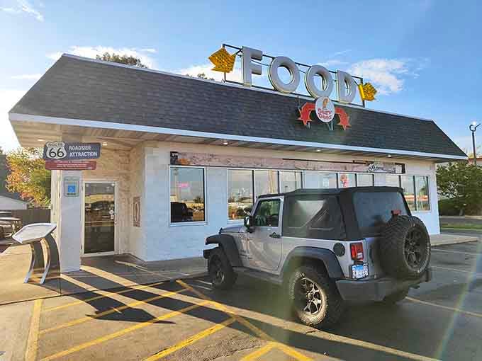 That iconic "FOOD" sign isn't subtle, and honestly, when you're serving perfection, why should it be?