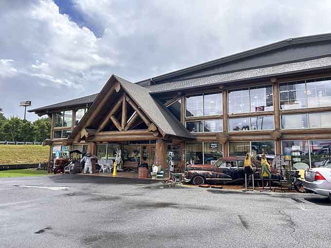 The log cabin exterior of Grumpy's isn't just rustic charm&mdash;it's a time portal disguised as architecture, beckoning treasure hunters with the promise of yesterday's treasures.