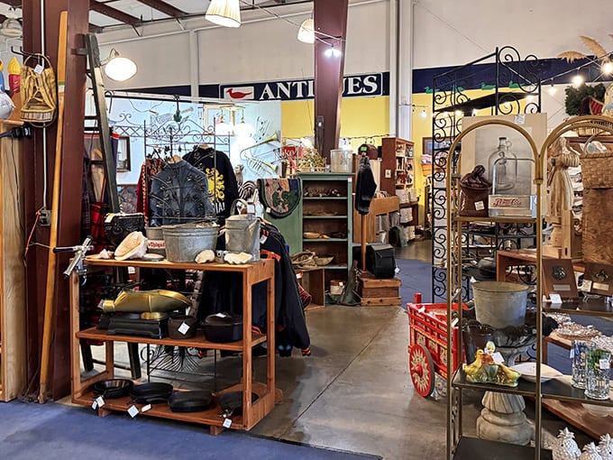 A perfectly organized chaos of Americana where that wrought iron garden cart isn't just transportation&mdash;it's tomorrow's conversation piece in your living room.