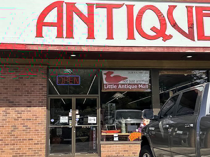 The sign says it all: "not just another Little Antique Mall." Like claiming the Pacific Ocean is "a bit damp," this Lincoln City treasure trove delivers on its modest understatement.