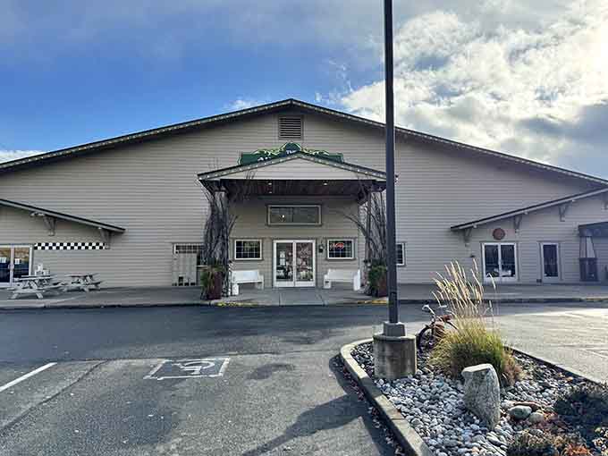 The unassuming exterior of Apple Annie Antique Gallery hides a universe of treasures within, like finding Narnia in a suburban closet.