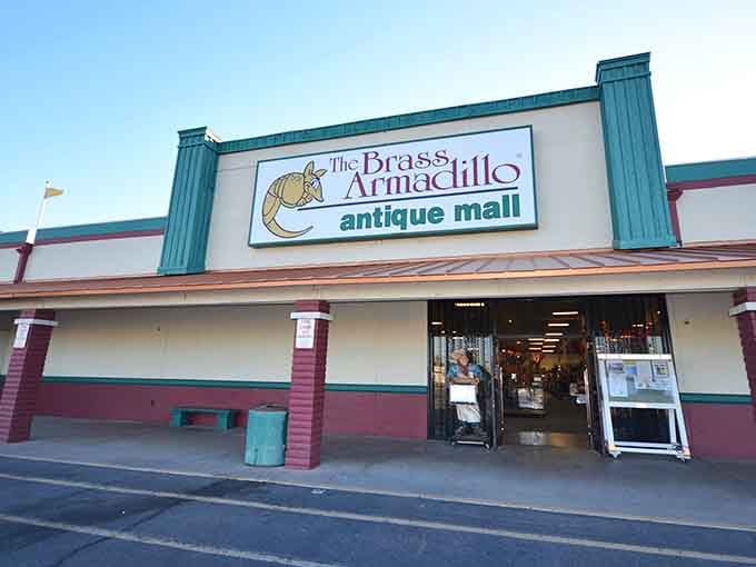 That cheerful armadillo mascot knows exactly what treasures await you inside this vintage paradise.