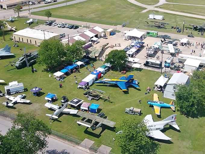 An aerial view reveals Fort Worth's best-kept secret: rows of legendary aircraft waiting to tell their stories.