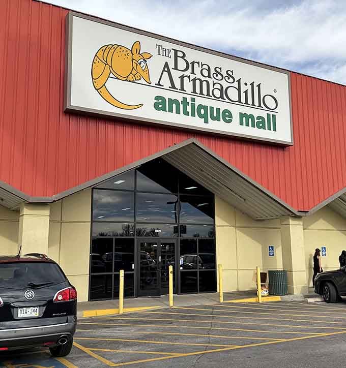 The cheerful armadillo mascot welcomes you to what might become your new favorite weekend destination in Wheat Ridge.