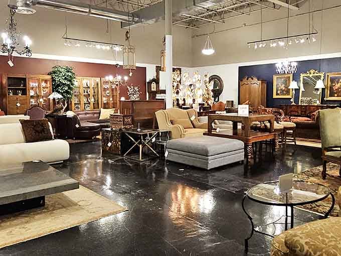 The showroom's thoughtful vignettes make you wonder if you've wandered onto a movie set. That cream chaise lounge is practically begging for someone to dramatically recline with a classic novel.