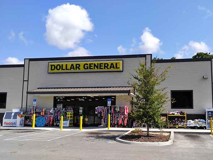That yellow and black sign beckons like a lighthouse for budget-conscious shoppers navigating Florida's retail seas.