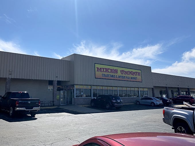 That yellow sign isn't just announcing a flea market, it's declaring your weekend plans have officially changed.