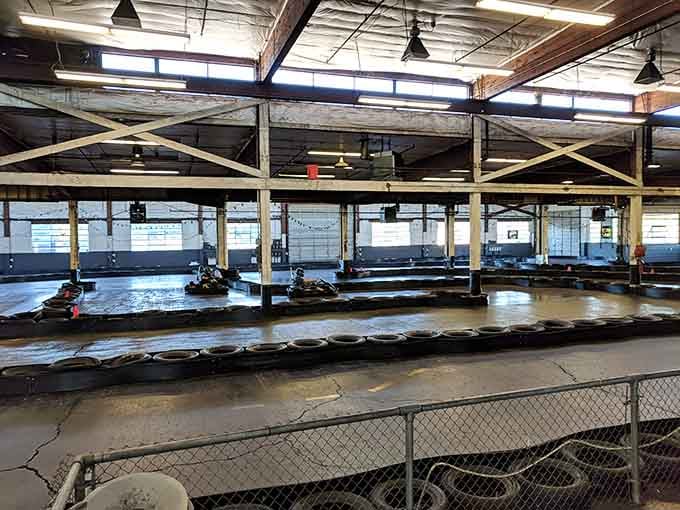 Electric karts lined up like eager racehorses at the gate, ready to unleash your inner speed demon.