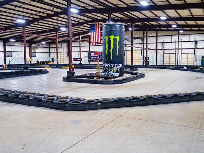 That American flag hanging over the track isn't just decoration; it's a reminder that speed is our birthright.