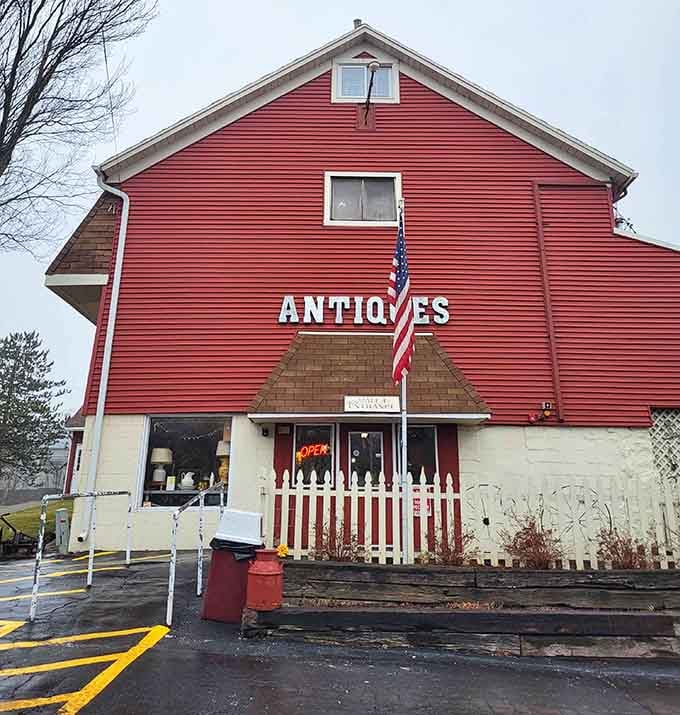 That classic red barn exterior isn't just for show, it's your gateway to the most delightful treasure hunt imaginable.