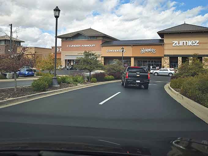 The entrance to bargain heaven. Like the pearly gates, but instead of angels, you'll find Under Armour, Converse, and Journeys.
