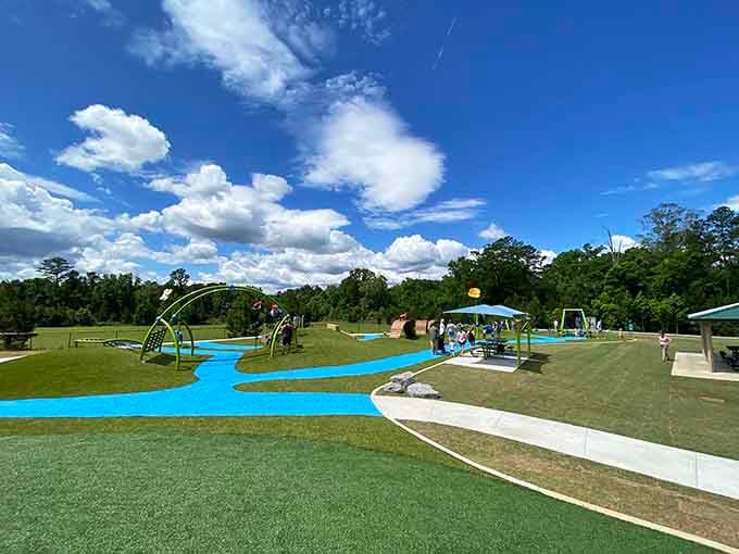 That brilliant blue pathway isn't just pretty &ndash; it's your kids' yellow brick road to adventure and inclusion.