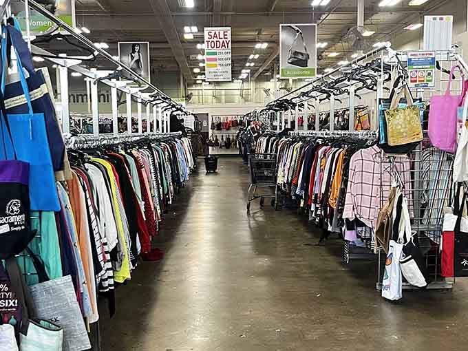 Racks stretching toward the horizon like a clothing lover's fever dream, organized just enough to keep things interesting.